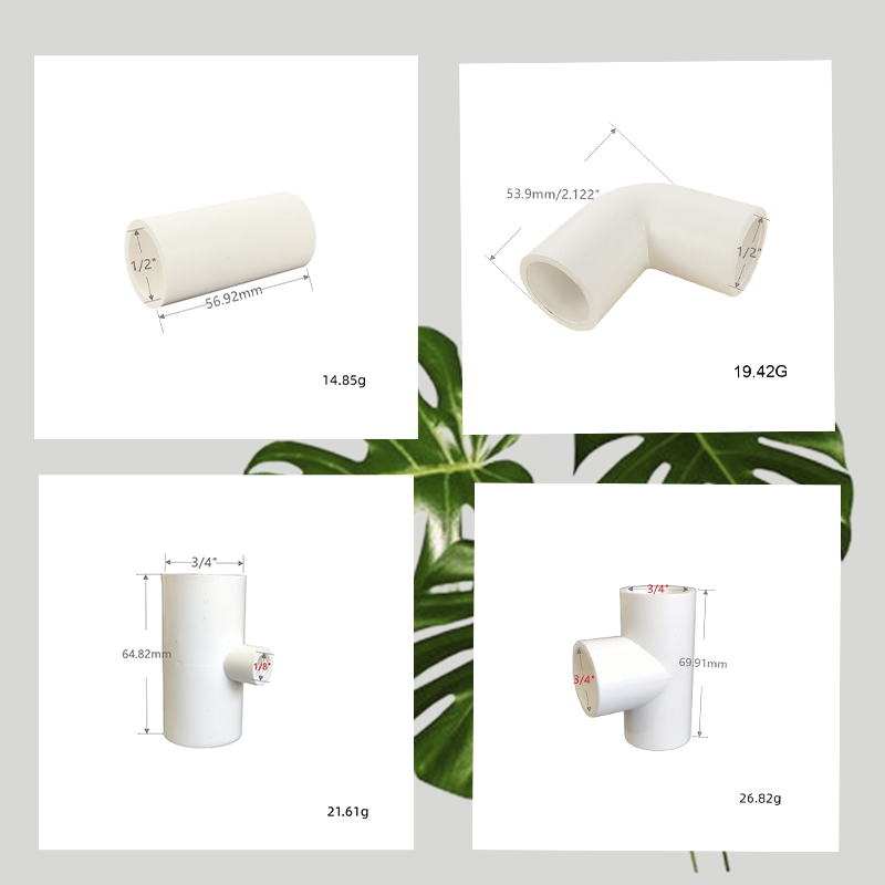 Pvc Water Connection 1/2" PVC Tee Fittings White Mounting Brackets Pipe ...